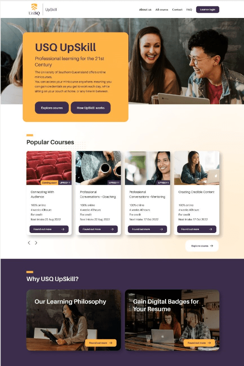 USQ Upskill Course Hub Implementation - Curio Group