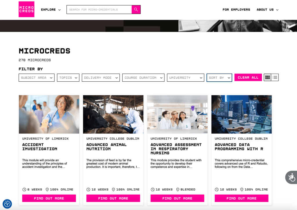 Micro-credentials discovery platform for the Irish Universities Association - Curio Group